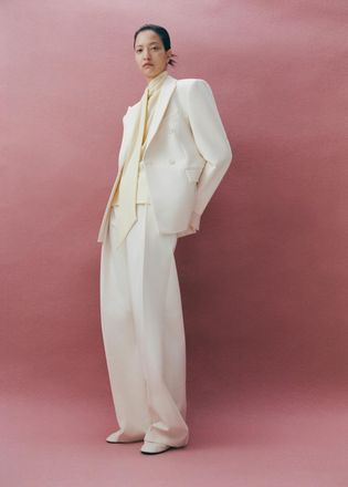 Mango Blazer crois&eacute; cintr&eacute; &eacute;cru - Femme - XXS - MANGO