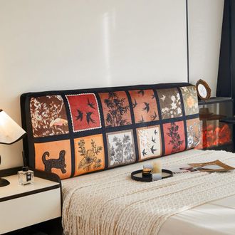 Generic Vintage Patchwork &Uuml;berzug Bettkopfteil Bezug im franz&ouml;sischen Stil mit k&uuml;nstlerischem staubdichtem Kopfteil Bezug Stretch Polsterbezug im Bohemian Fat