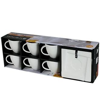 Ambition Kaffeeservice Kaffee Set Porzellan Eckig Wei&szlig; Tassen Untertasse Kubiko 12 TLG