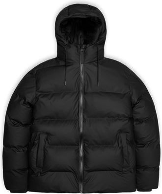 Rains Alta Puffer Jacke - Wasserdichter Wintermantel, isolierte Kapuze, leicht, Fleecetaschen, warm f&uuml;r kaltes Wetter, Schwarz, X-Small