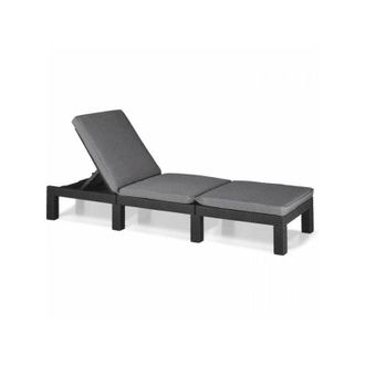 Allibert Allibert - Transat Bain de soleil by keter - daytona - en r&eacute;sine imitation rotin tress&eacute; - coussin - dossier r&eacute;glable - gris g