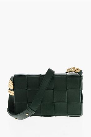 Bottega Veneta Braided Leather Shoulder Bag with Golden Effect Details Gr&ouml;&szlig;e Unica
