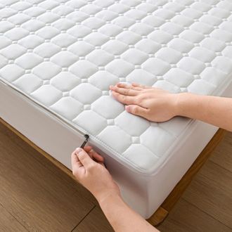 Generic Gesteppter, waschbarer Matratzenbezug mit Reißverschluss, anpassbare Größe, feuchtigkeitsbeständig und waschbar, atmungsaktiver und weicher Matratzens