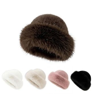Generic Chapeau cloche dhiver en fausse fourrure pour femme, avec doublure en peau de cerf, chapeau de p&ecirc;cheur chaud en fausse fourrure de vison pour temps fr