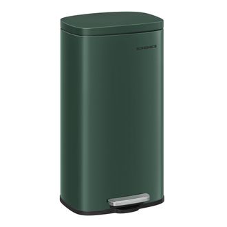 Songmics M&uuml;lleimer K&uuml;che, 30 Liter, Abfalleimer, Treteimer, mit Deckel, Softclose, Fu&szlig;pedal, Stahl, Inneneimer, vintagegr&uuml;n LTB003C02