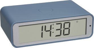 TFA Dostmann Digitaler Funk-Wecker Twist, 60.2560.06, einstellbare Zeitzone, 12/24h Modus, 180° Displaydrehung, flaches Design, blau