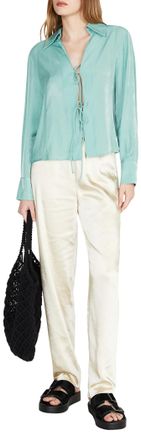 Sisley Sisley Womens 58PWLQ04I Blouse, Aqua 18E, M