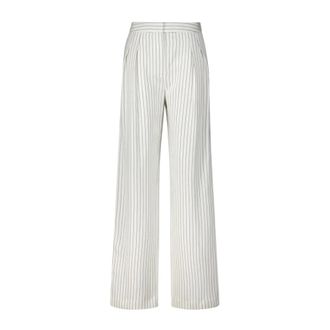 Loulou Studio Gestreifte Hose mit weitem Bein Ayla - - Trousers - Damen - Wei&szlig; - M