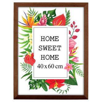 MG Design Braun Bilderrahmen 40 x 60 cm - Aus echtem Holz mit Acrylglas, zum Aufhängen & Aufstellen, für Fotos, Poster & Puzzle