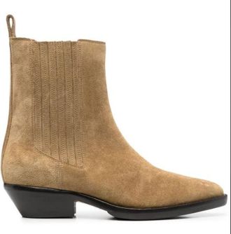 Isabel Marant Beige Suede Delena Ankle Boots Size 39