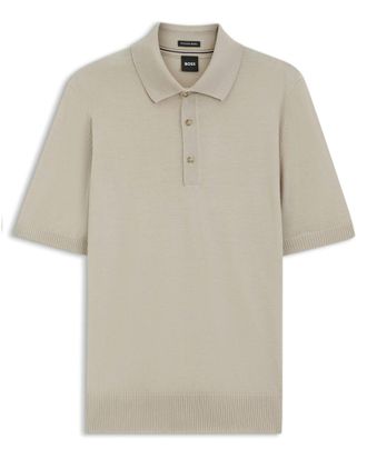 HUGO BOSS Leichtes Feinstrick-Poloshirt aus Schurwolle in
