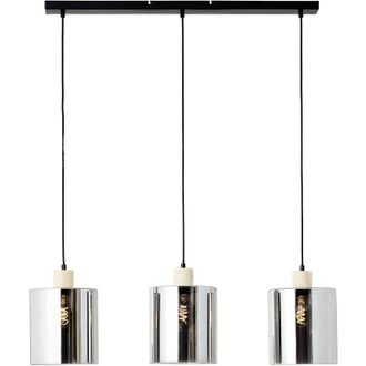Brilliant Weald Pendelleuchte 3flg schwarz/rauch/holz Metall/Glas/Holz 3x A60, E27, 40 w, Geeignet f&uuml;r Normallampe (nicht enthalten) - Brilliant