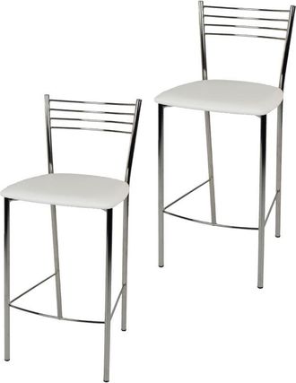 Tommychairs Tommychairs - Set 4 tabourets ELENA pour cuisine, bar et salle &Atilde; manger, robuste structure en acier chrom&eacute; et assise rembourr&eacute;e et rev&ecirc;tue en cuir