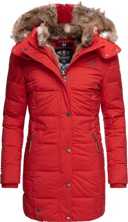 Marikoo Damen Warmer Winter Steppmantel mit Kapuze Lieblings Jacke Rot Gr. XS