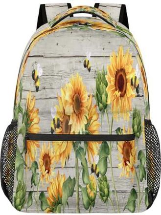 Generic Tournesols Aquarelle En Bois Cartables Scolaires Loisir Sacs A Dos Antivol Sacs D&Eacute;cole Pour Voyage Travail V&eacute;lo 29X40Cm