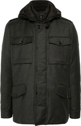 Moorer Woll-Kaschmir-Kapuzenjacke - - Jackets - Herren - Gr&uuml;n - S