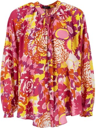 Hanita Femme, Blouses et Chemises, Multicolore, Taille: 40 FR Chemisier en Cr&ecirc;pe Imprim&eacute; avec Cordon