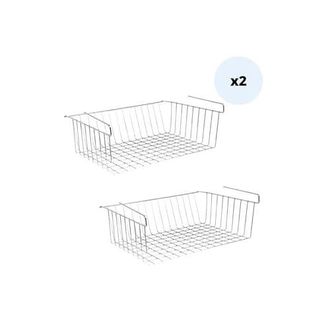 MSV Set mit 2 Unterregal-Aufbewahrungsk&ouml;rben, 38 x 26 x 14 cm, Chromstahl