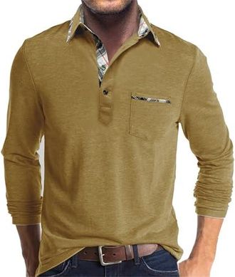 Generic Polo &agrave; manches longues pour homme, tendance, tennis, golf, d&eacute;contract&eacute;, d&eacute;contract&eacute;, respirant, haut classique, &eacute;l&eacute;gant, sport, bureau, chemise basiqu