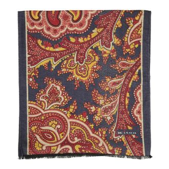 Kiton Homme, Accessoires, Multicolore, Taille: ONE Size Écharpe Cachemire Bleu Thème Alamari