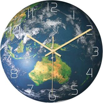 BESPORTBLE Wanduhr Jugend Erde Wanduhr Leuchtende im Dunkeln Leuchtende Uhr Ozeanien Erde Wandkunst Dekorationen f&uuml;r Schulb&uuml;ro nach Hause (Keine Batterie)