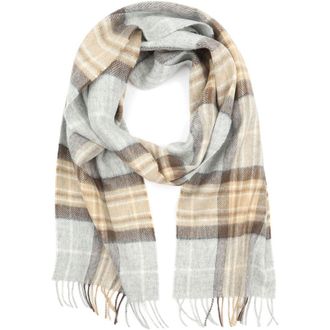 Suitable Echarpe à Carreaux Merinos Beige Gris