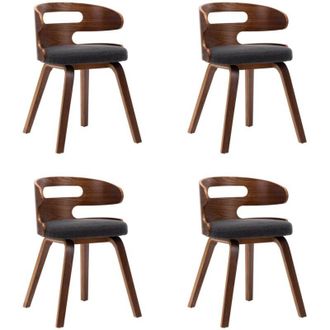 vidaXL Vidaxl - Lot de 4 chaises &agrave; manger cr&egrave;me - Cadre en bois courb&eacute; - Assise en similicuir - Hauteur dassise 49 cm - Design &eacute;l&eacute;gant pour salle &agrave; manger
