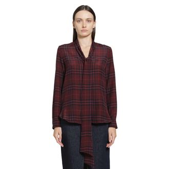 Burberry Check Silk Scarf Blouse
