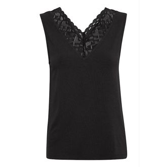 Cream Schwarzes Spitzen V-Ausschnitt Top - - Tops - Damen - Schwarzk - S