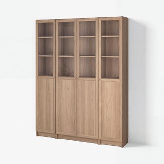 IKEA BILLY / OXBERG Regalkombi. mit Paneel-/Vitrt&uuml;ren