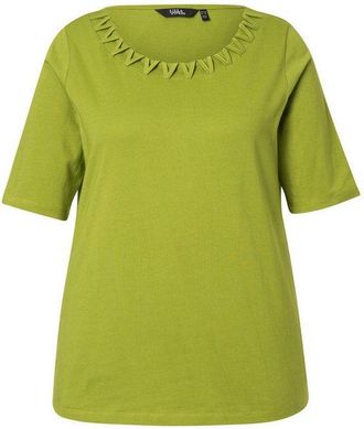 Ulla Popken T-Shirt T-Shirt Flecht-Zierkante Rundhals Halbarm