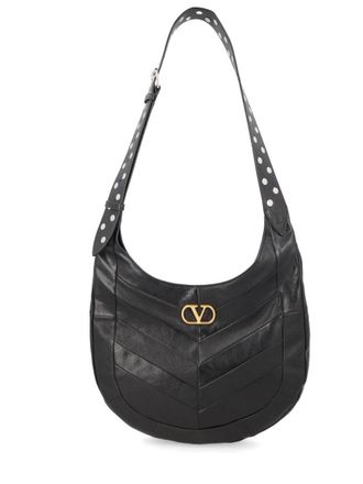 Valentino Garavani Womens Hobo Bag Hoboho Black Leather Shoulder