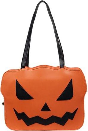 Generic Sac &agrave; bandouli&egrave;re en cuir PU pour femme Halloween cr&eacute;atif Grande capacit&eacute; pour femmes et filles, Noir + orange., Mittelgro&szlig;e