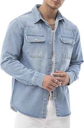 Red Bridge by Spruce - Surchemise en Denim - Chemise en Jean à Pressions - Overshirt avec Poches Poitrine - Manches Longues Coupe Droite Regular Fit Bleu Clair X