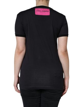 Dolce & Gabbana Logo-Embroidered Cotton T-Shirt - Black