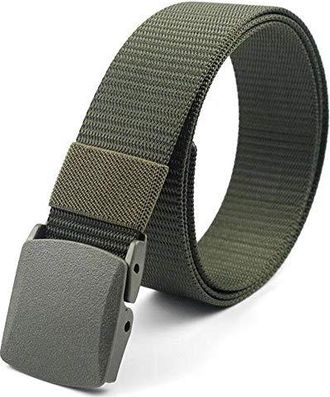 Miobo Ceinture unisexe, en tissu toile de nylon, réglable en continu, avec boucle en plastique, vert, Medium