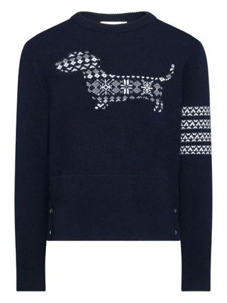 Thom Browne Hector 4-Bar Pullover mit Streifendetail - Blau