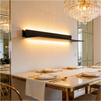 Generic An der Wand montiertes LED-Schweberegal, 220 Pfund schweres Aufbewahrungsregal aus Metall mit 4-farbig Verstellbarer doppelseitiger Beleuchtung for de