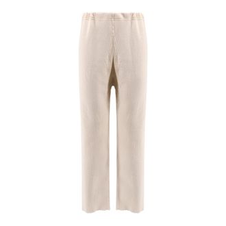 Maison Margiela Wei&szlig;e Weite Bein Fransige Baumwollhose - - Trousers - Herren - Beige - S