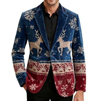 Generic Costume de Noel Homme Veste Blazer Chic et Elegant De No&euml;l Veste de Costume Blazers en Velours C&ocirc;tel&eacute; daffaires Costumes et Vestes Hommes Idee Cadeau 