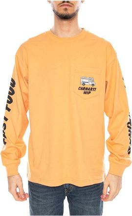 Carhartt Work in Progress Homme, Tops, Orange, Taille: S L/S Cold Drinks T-Shirt