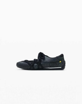 Desigual Ledersneaker zum Schn&uuml;ren in Schwarz