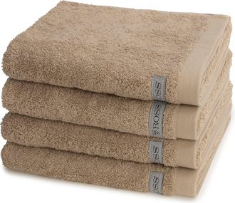 ROSS 4 teiliges Frottier-Set - Sinfonie (4 X Handtuch im Set) - 500 g/m2 - Baumwolle - Walkfrottee - saugstark - weich und flauschig - Walnuss