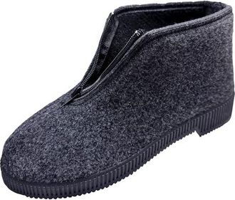 Generico Landay 101 Pantoufle Homme Ferm&eacute; Fermeture &agrave; Glissi&egrave;re Caoutchouc Antid&eacute;rapant Tige en Tissu Chaud 100% Fabriqu&eacute; en Italie, Noir et gris., 40 EU