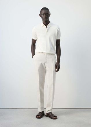 Mango Pantalon 100 % lin regular fit &eacute;cru - Homme - 38 - MANGO MAN