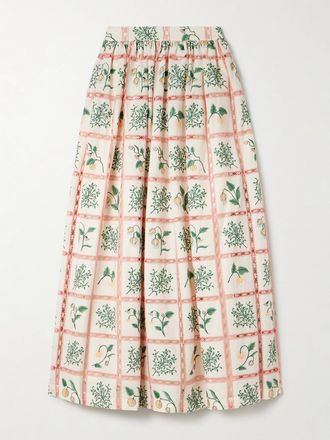 Agua Bendita Jupe Longue En Voile De Coton À Broderies Et À Finitions En Crochet Tangelo - Rose