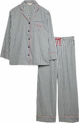 Marks and Spencer Pyjama de No&euml;l Pur Coton &agrave; Carreaux Vichy M&eacute;lange De Noir Femmes UK 10 (EU 38)