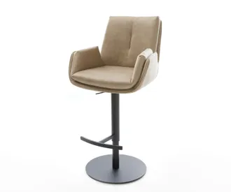 DELIFE Barstuhl Clea-Flex Mikrofaser Beige Vintage Drehfu&szlig; h&ouml;henverstellbar Metall Schwarz, Barst&uuml;hle