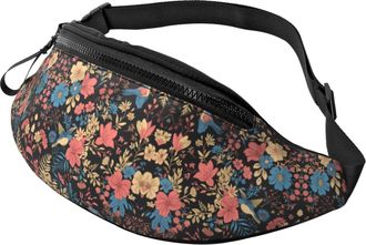 Generic Stylisch H&uuml;fttasche Wei&szlig;-Roter Blumendruck G&uuml;rteltasche H&uuml;fttasche Sporttasche F&uuml;r Camping Running Radfahren 14X35Cm
