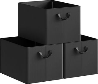 Woltu Aufbewahrungsbox 3 Stück, aus Polyesterstoff, für Schlafzimmer, Arbeitszimmer, Wohnzimmer, Organizer Box mit Griffen, für Kleidung Spielzeug, faltbar,